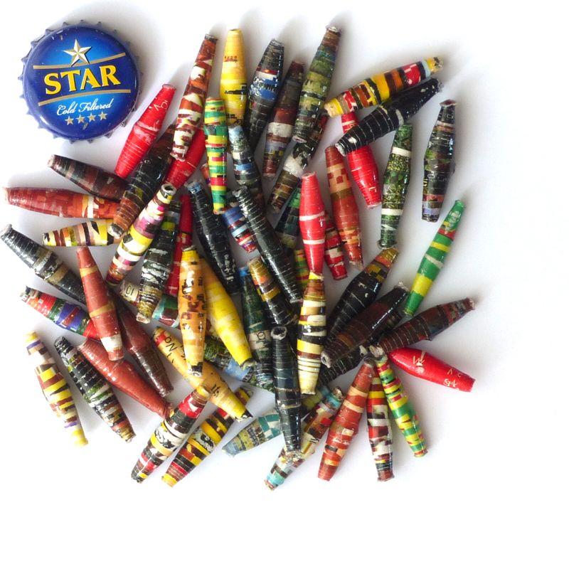 Plastic & Paper Beads Recycled Paper Bead Mix Long | The African Fabric ...