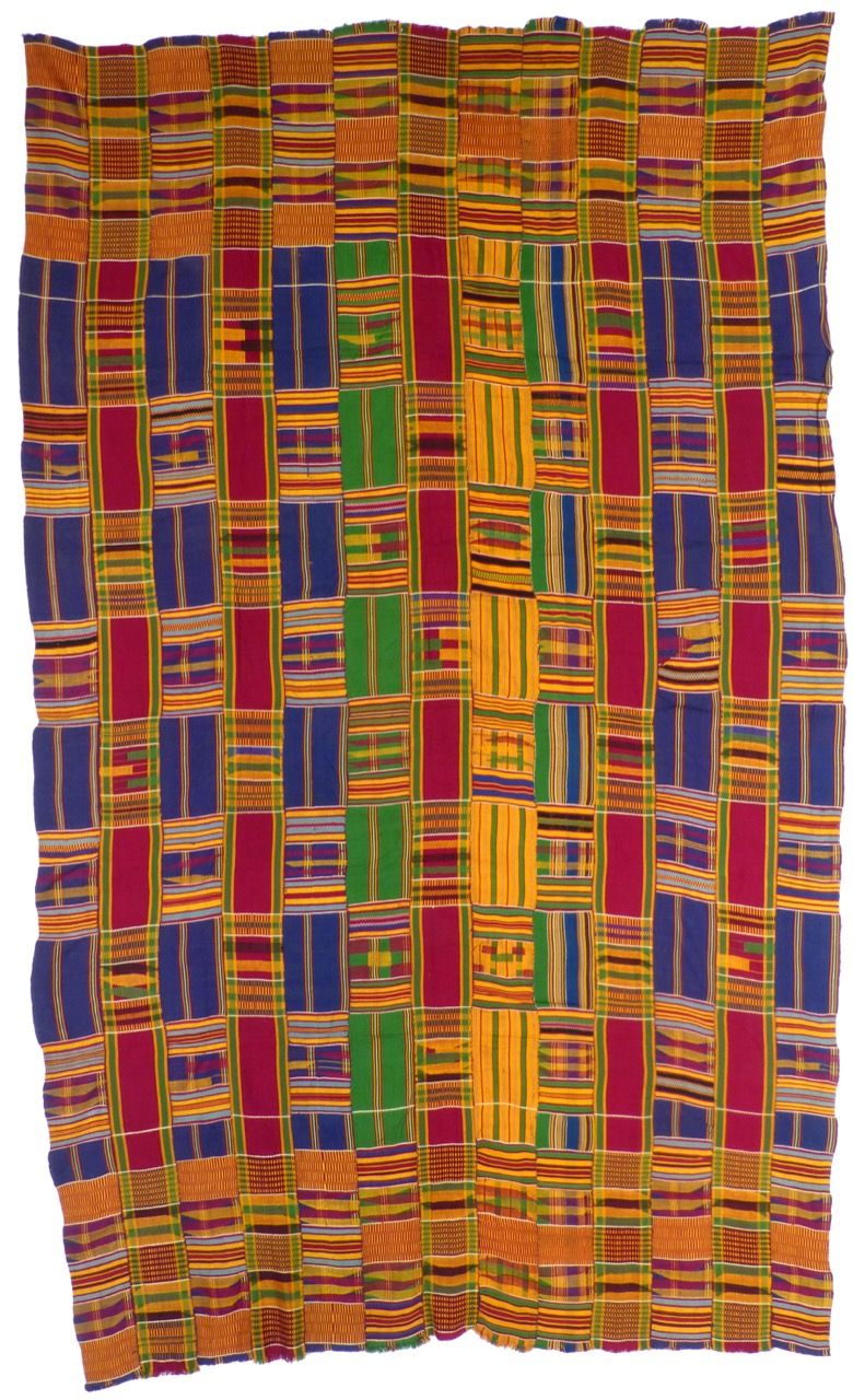 Rare Silk African Kente Hand Woven Cloth Ashanti Ghana