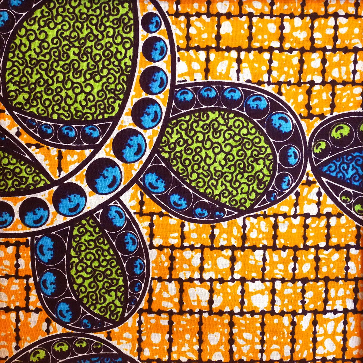 African Wax Prints Ribbon Smiles - Blue | The African Fabric Shop